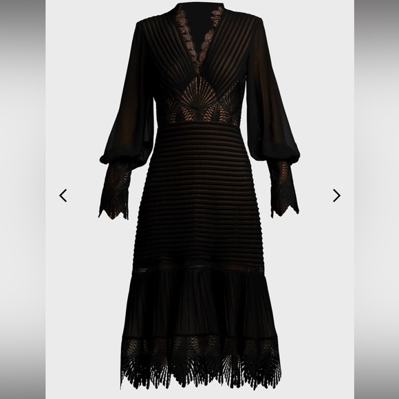 Tadashi Shoji | Dresses | Tadashi Shoshi Laceinset Pleated Chiffon Midi ...